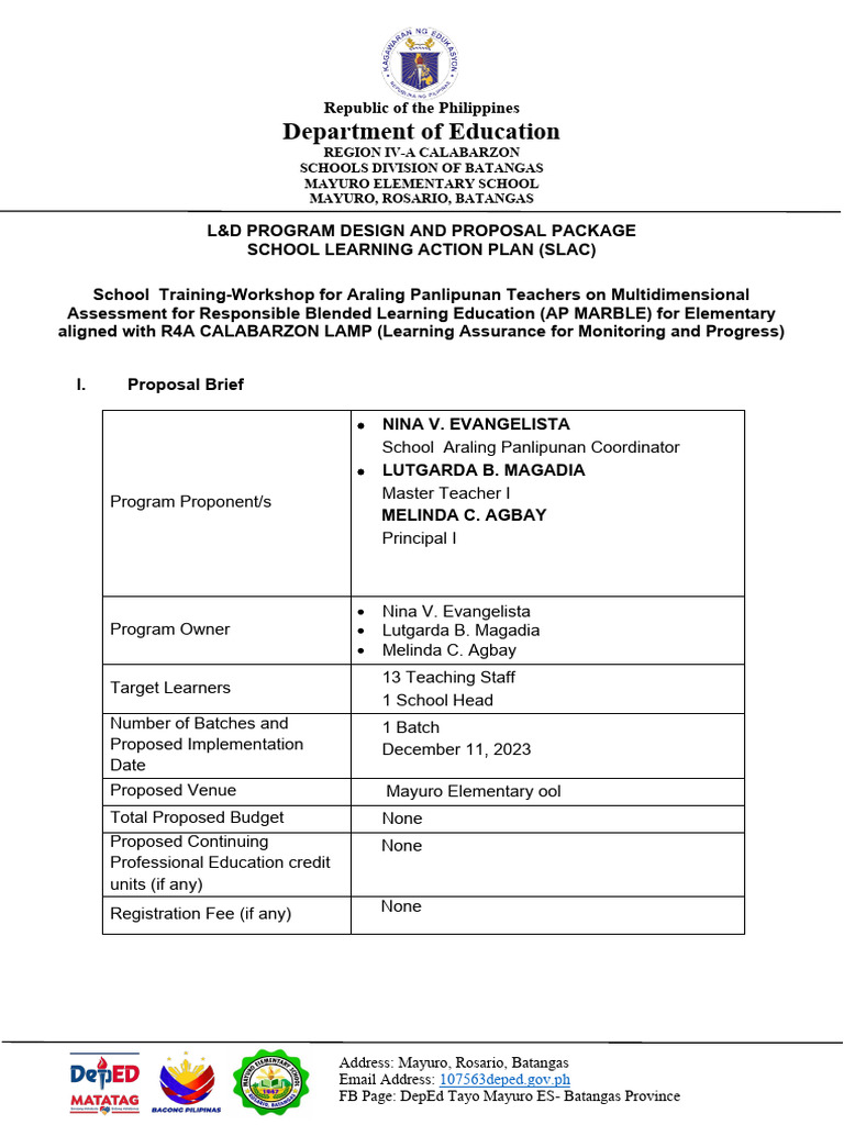 Slac AP Training Proposal 2023 | PDF | Educational Assessment | Learning