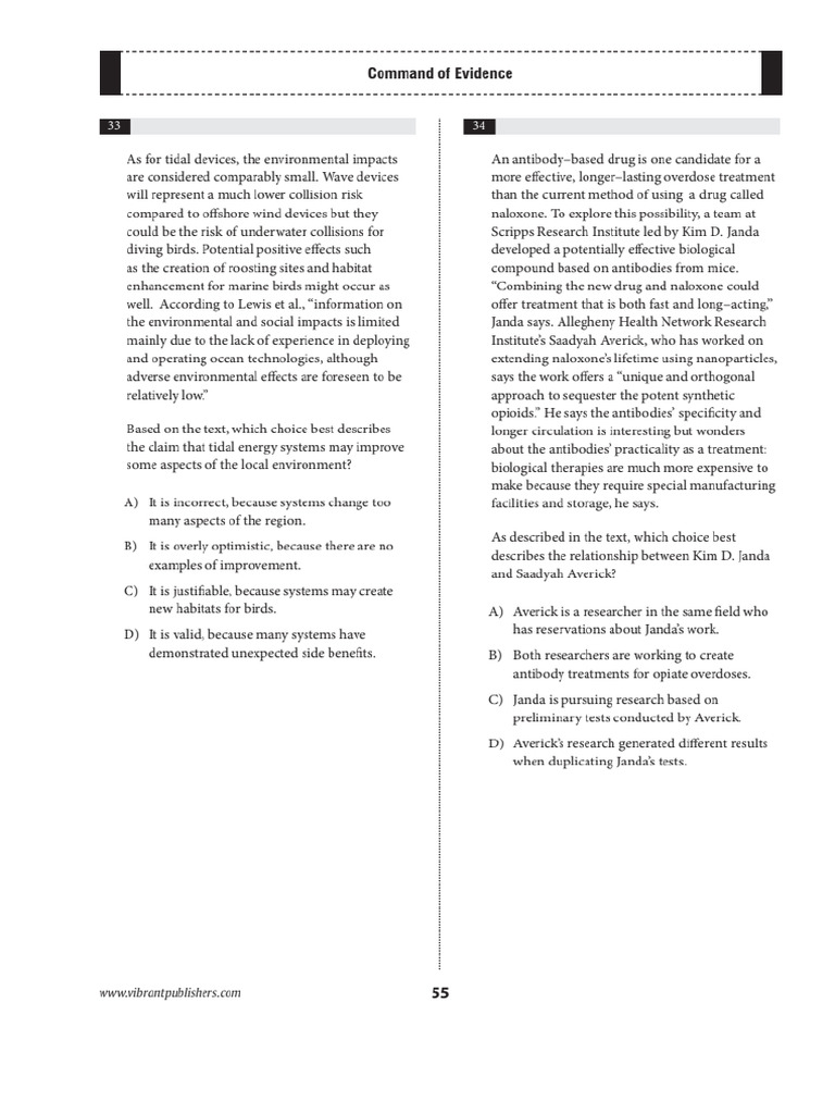 Digital SAT Reading and Writing Practice Questions 33-63 | PDF
