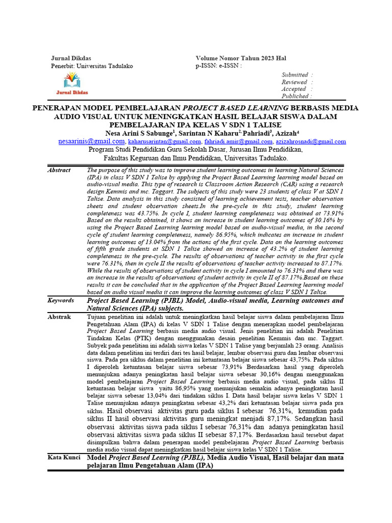 Jurnal Nesa Arini S Sabunge A40119052 | PDF | Communication | Scientific Method