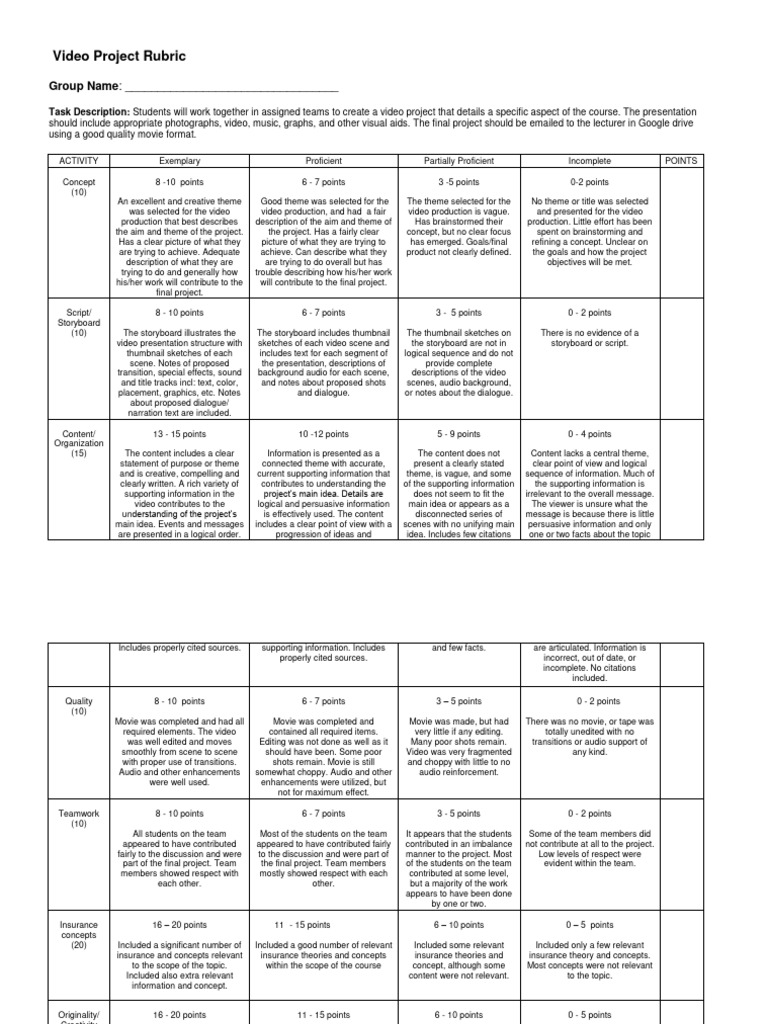 Rubric Video | PDF | Concept | Cognition