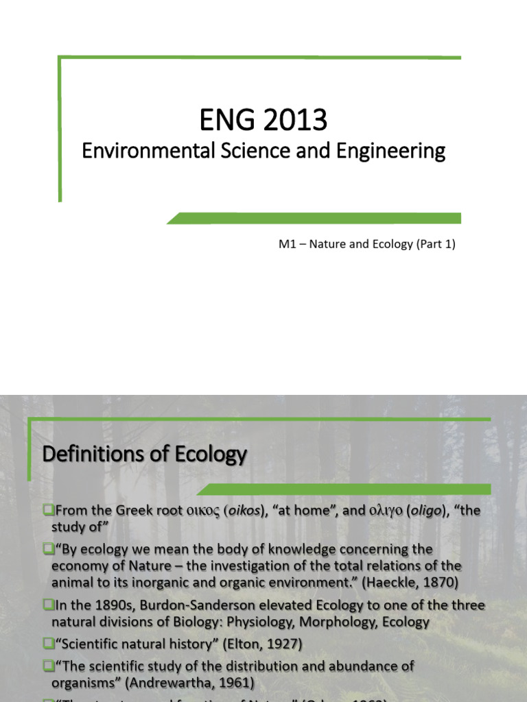 M1 - Nature and Ecology - Part 1 (v.2020-21) (For Printing) | PDF ...