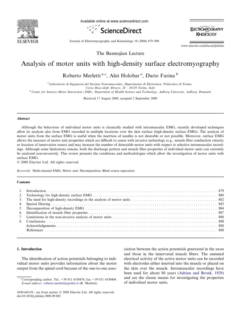 Analysis of Motor Units With High-Density Surface Electromyography ...