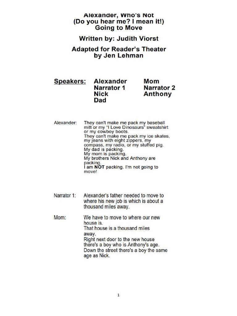 Reader's Theater piece | PDF