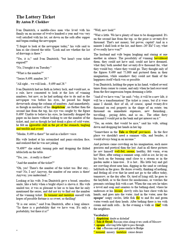 The Lottery Ticket | PDF