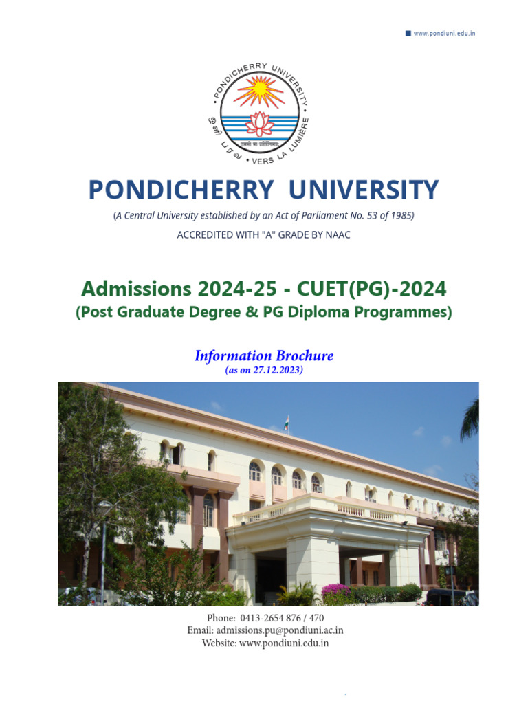 PG Information Brochure 2024 | PDF | Academic Degree | Bachelor's Degree