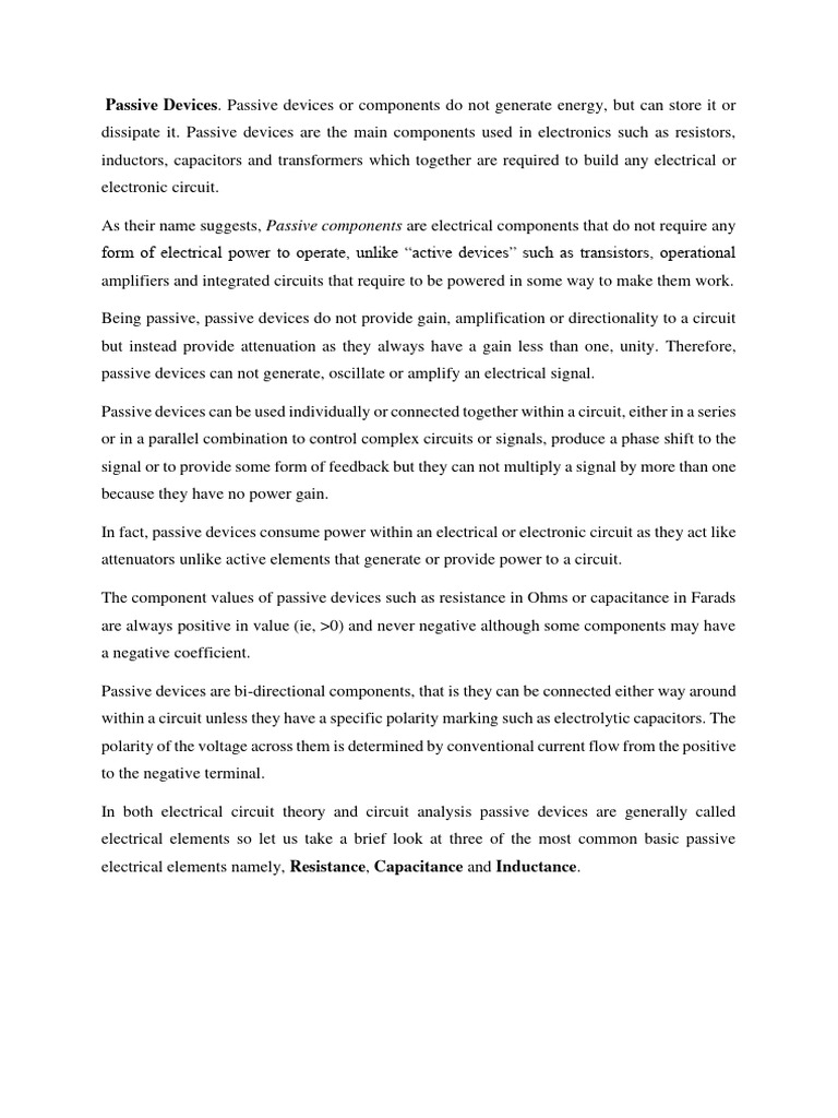 Passive Devices | PDF | Capacitor | Inductor