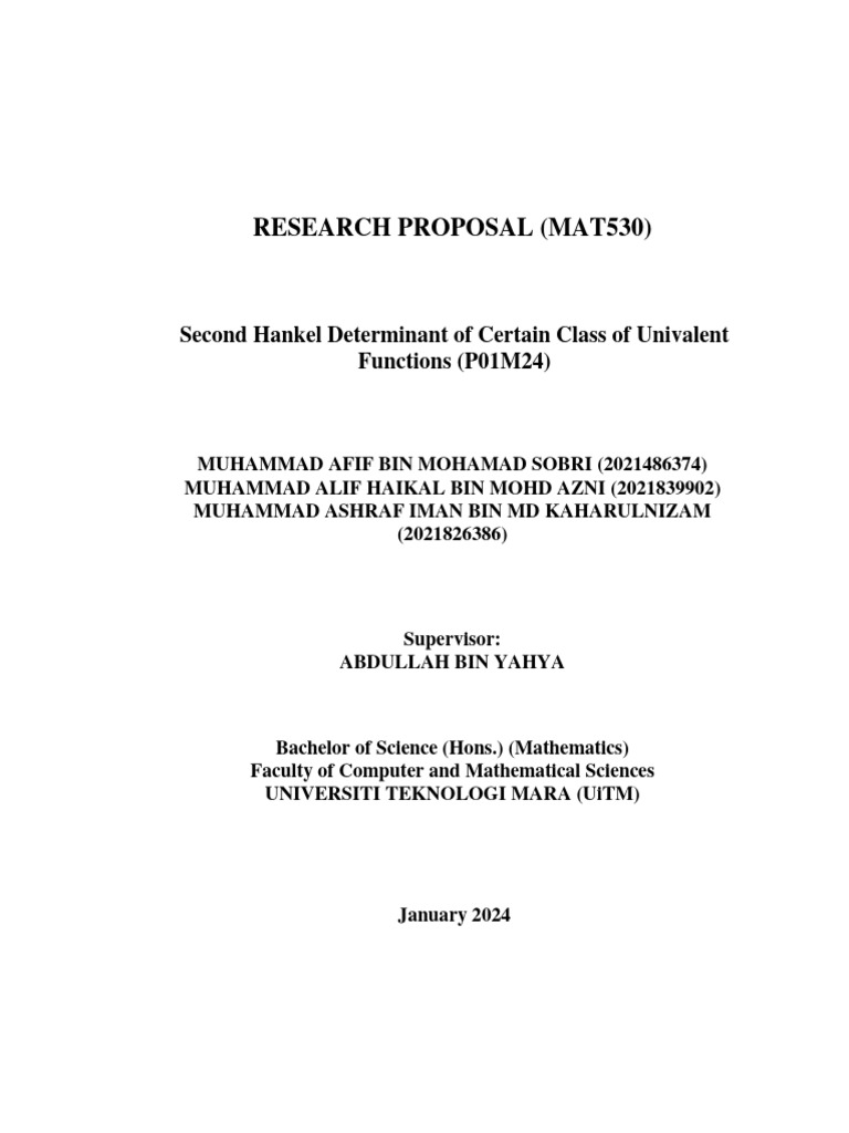 FYP Proposal Format P01M24 | Download Free PDF | Function (Mathematics) | Complex Analysis