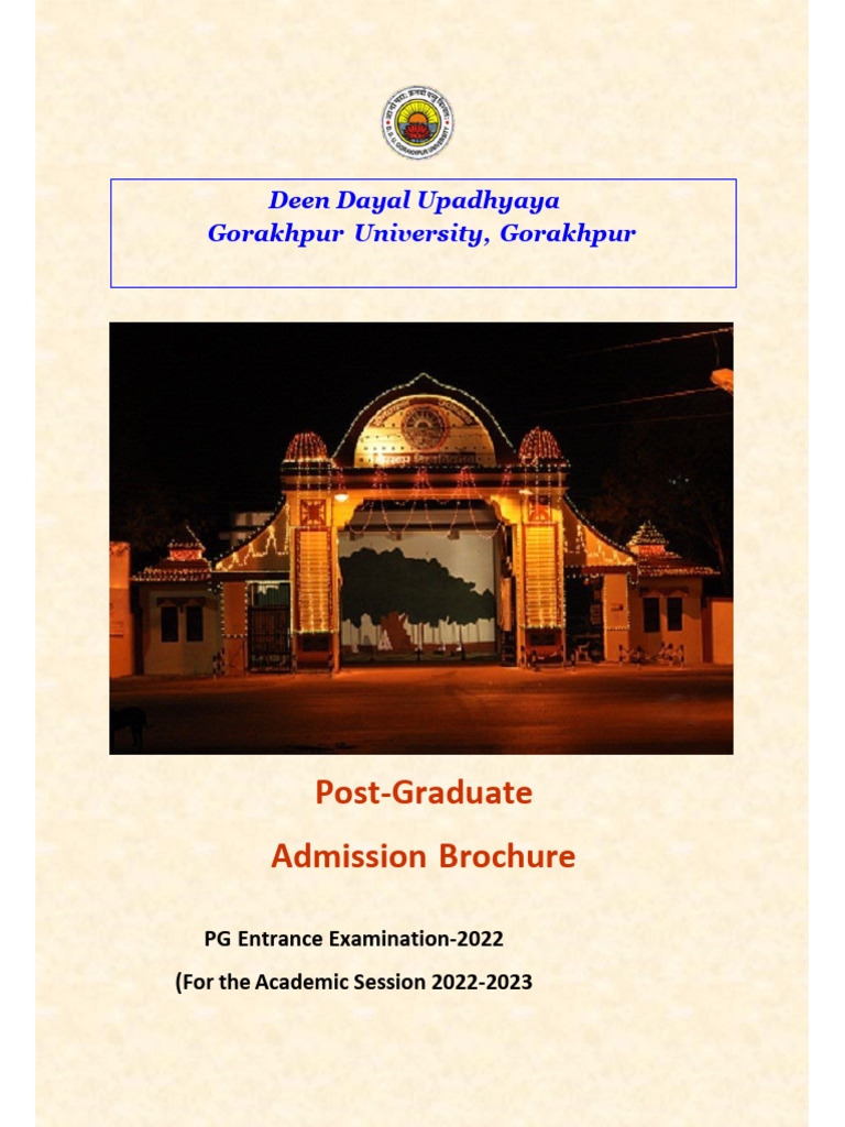 Post-Graduate Admission Brochure: Deen Dayal Upadhyaya Gorakhpur ...