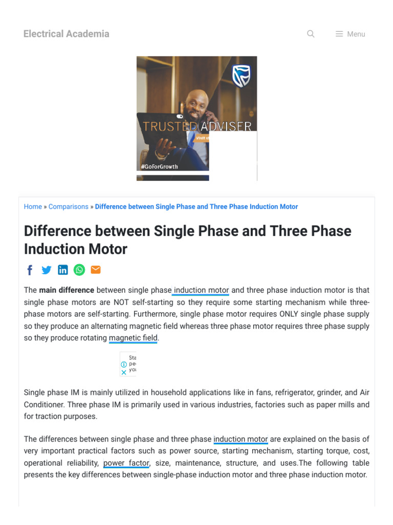 Difference Between Single Phase And Three Phase Induction Motor
