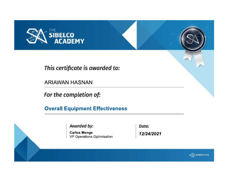 Certificate OEE | PDF