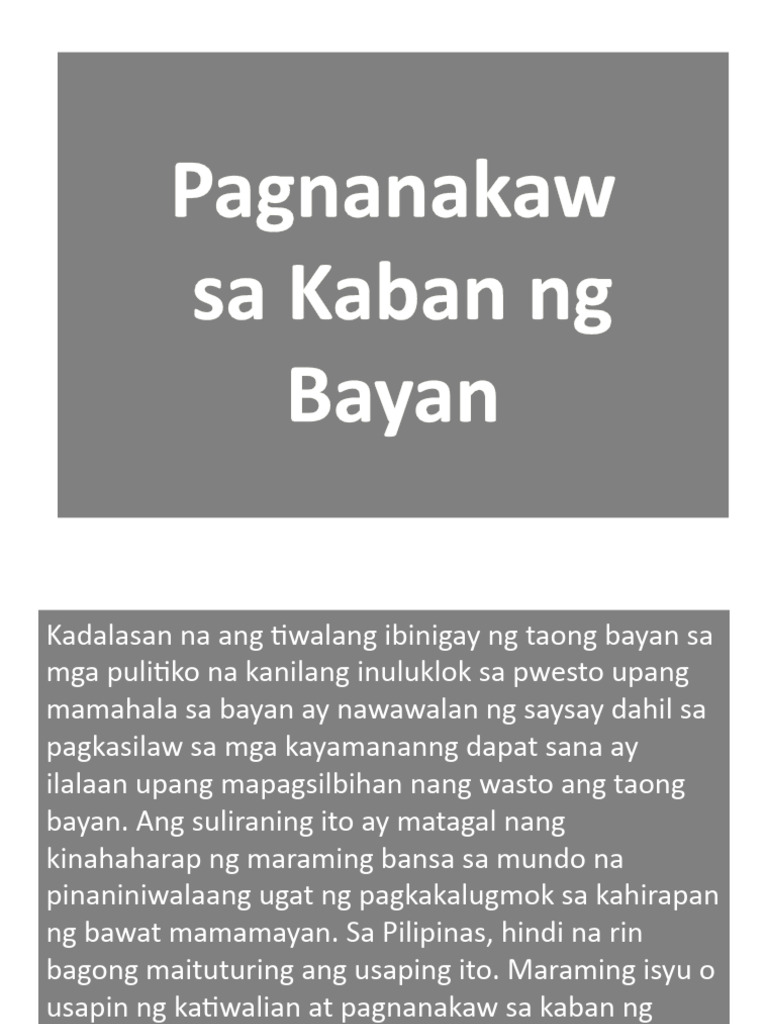 Pagnanakaw Sa Kaban NG Bayan | PDF