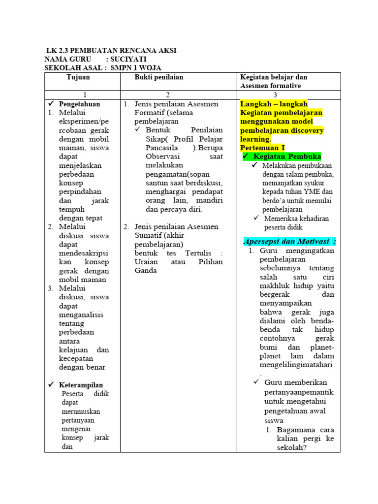 LK 2.3 Pembuatan Rencana Aksi Fisika Suciyati | PDF