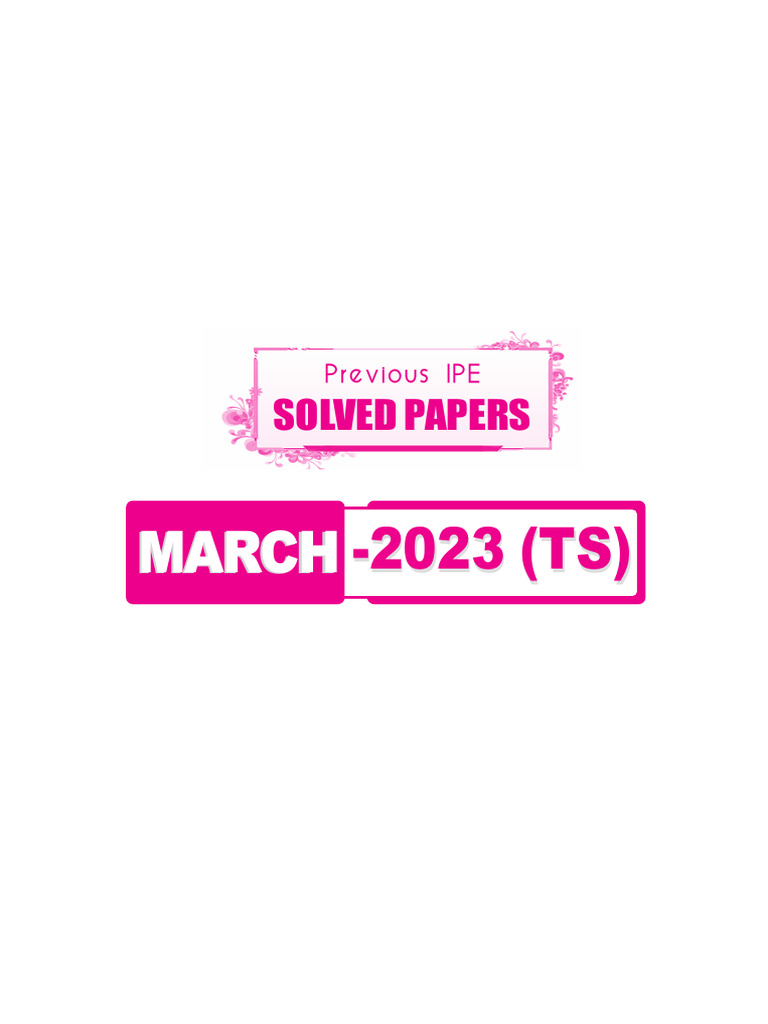 TS-IPE-2023 Question Paper | PDF | Ion | Chemical Bond