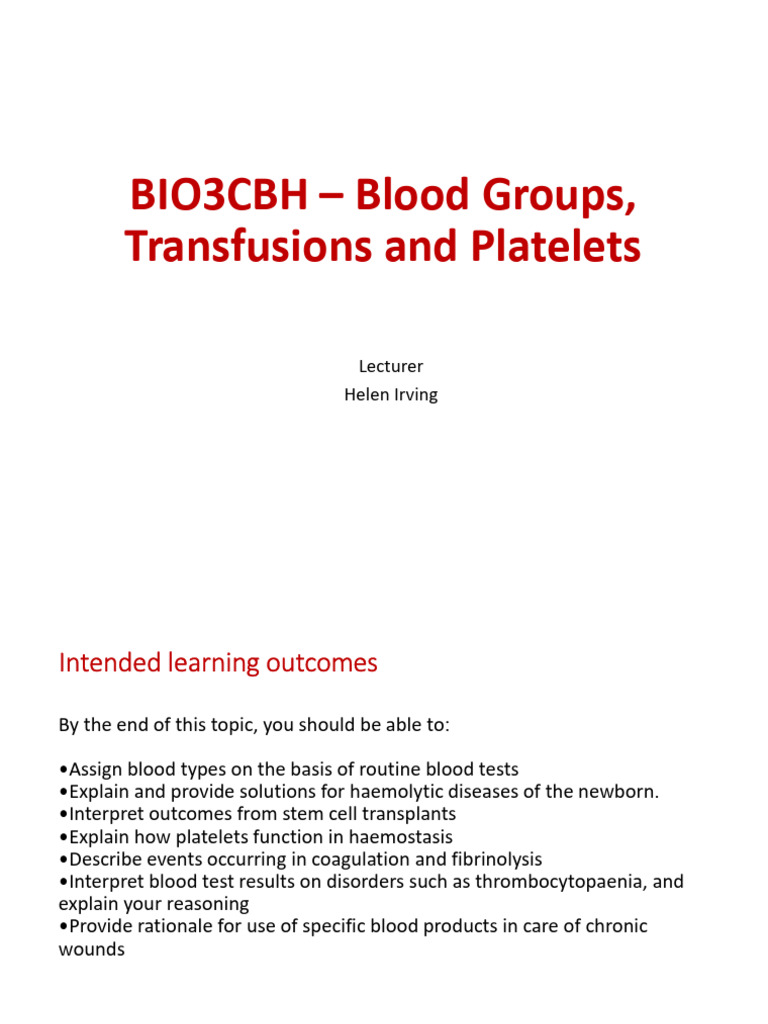 T3-Blood Groups, Products and Platelets | PDF | Blood Type | Immunology