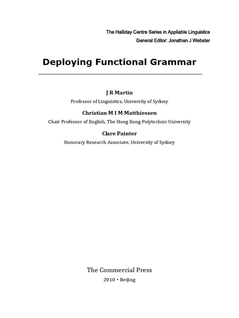 1-Deploying Functional Grammar | PDF | Adverb | Linguistics