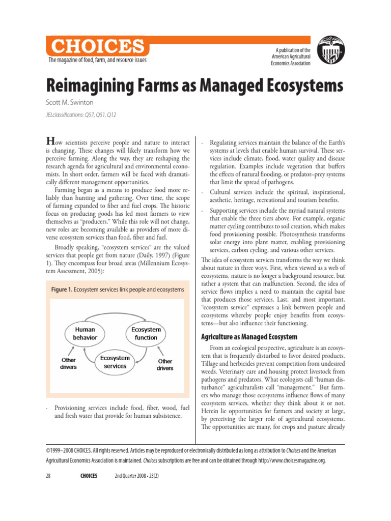 Reimagining Farms As Managed Ecosystems | PDF | Agriculture | Ecosystem