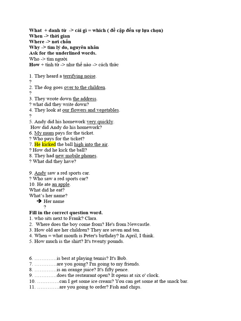 forming question exercise | PDF