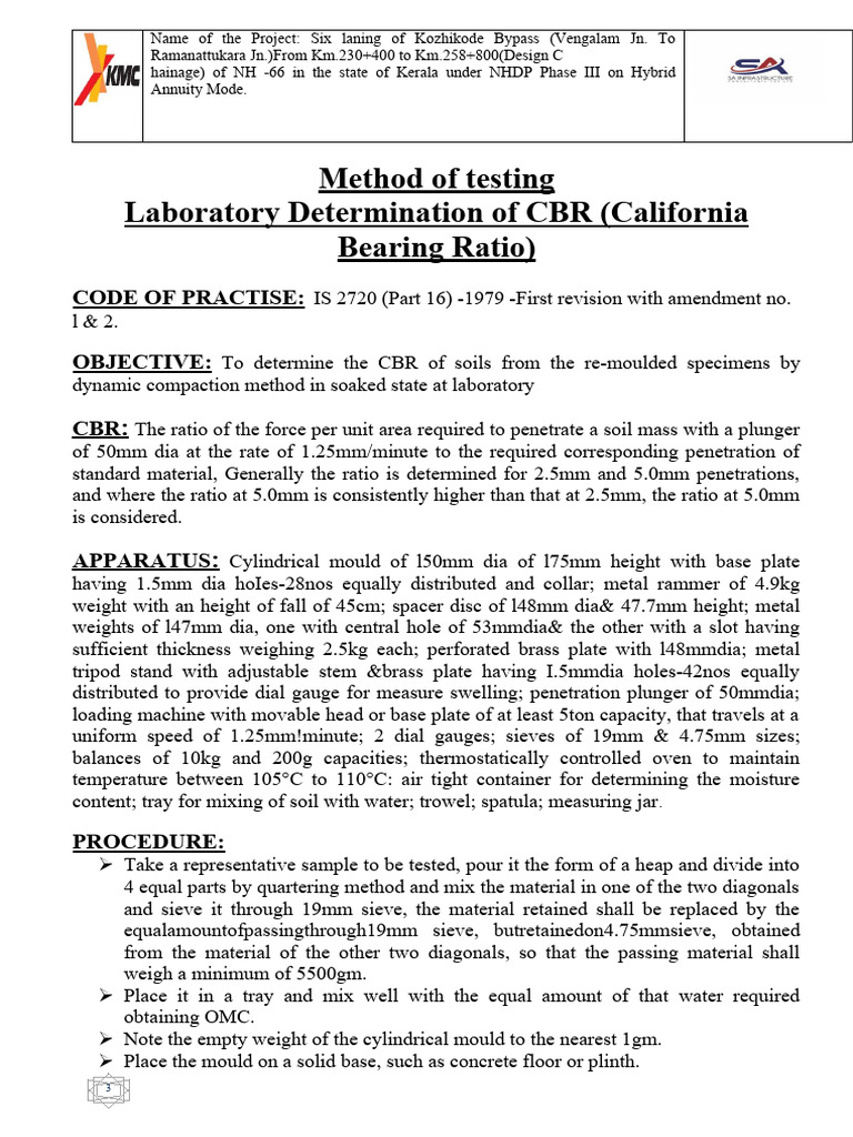 5.laboratory California Bearing Ratio (CBR) | PDF | Materials | Physical Sciences