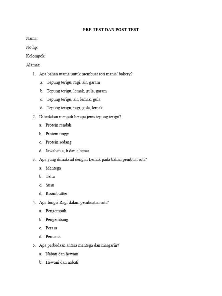 Pre Test Dan Post Test | PDF | Kesehatan Holistik | Teknologi & Rekayasa