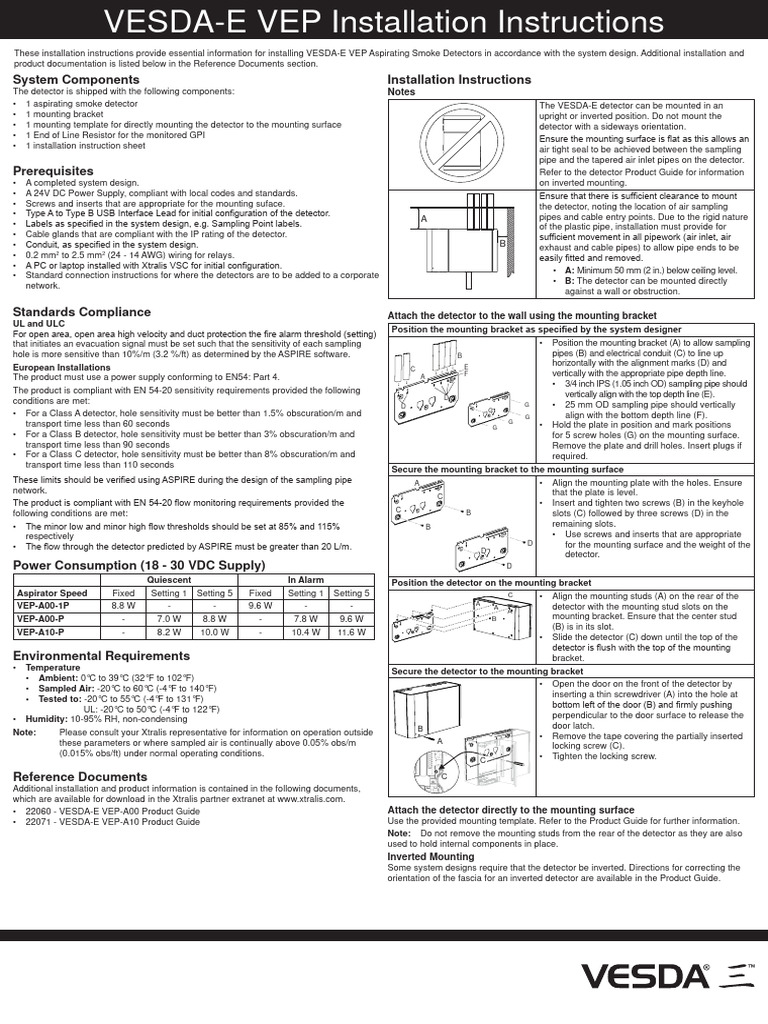 A4 VESDA-E VEP Installation Sheet A3 Lores | PDF | Usb | Ethernet