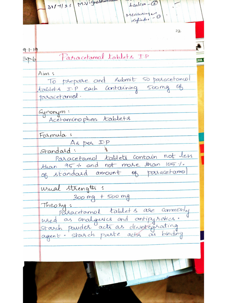 Procedure Paracetamol | PDF