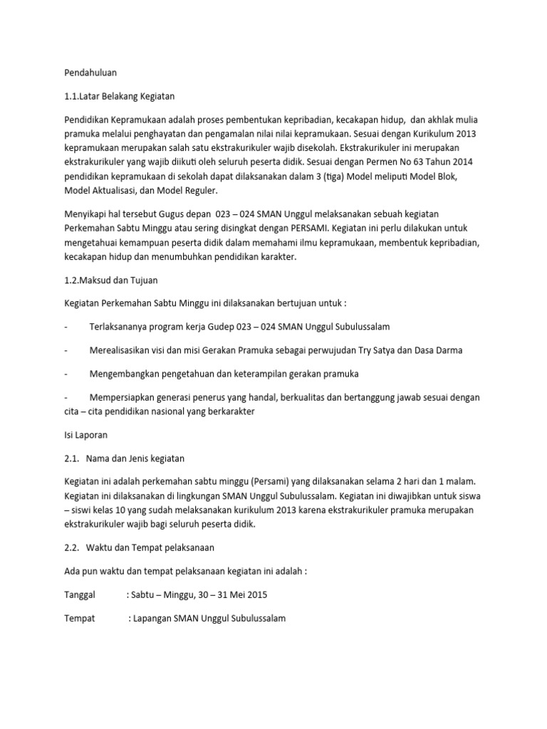 Laporan Persami 2023 | PDF