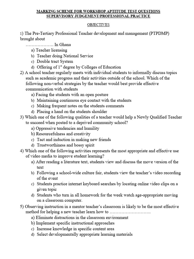 Workshop Marking Scheme On Supervisory Judgement | PDF | Teachers ...