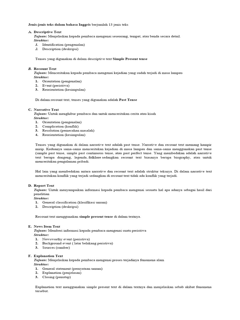Materi Jenis-Jenis Teks | PDF | Kajian Bahasa Asing