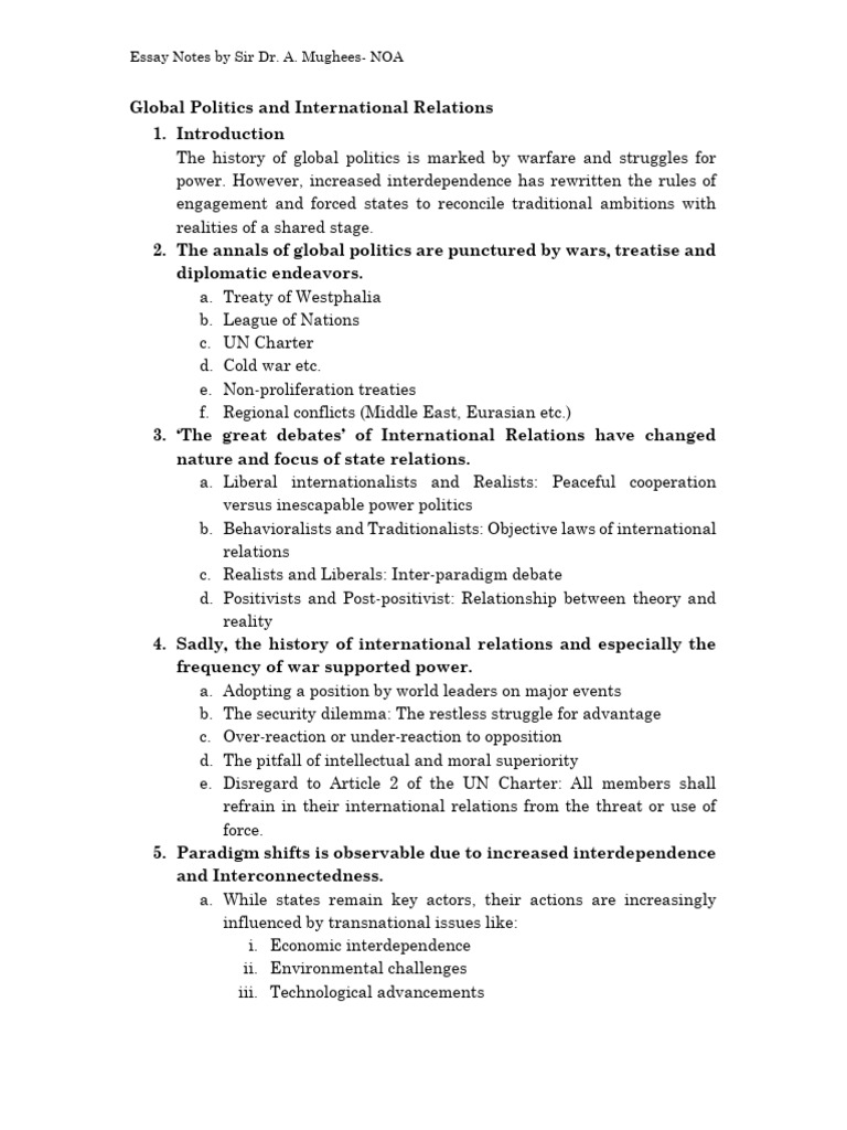 Global Politics and Interdependence Insights | PDF | International ...