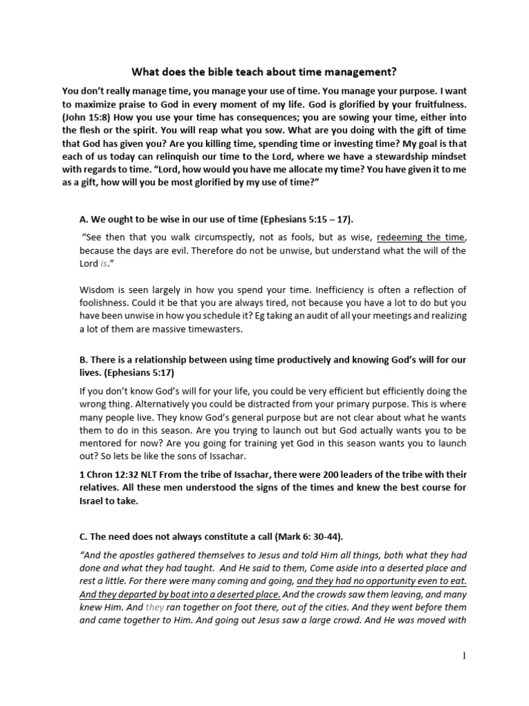 Repositioning Your Useof Time PT 2 | PDF | Jesus | Religious Belief And ...