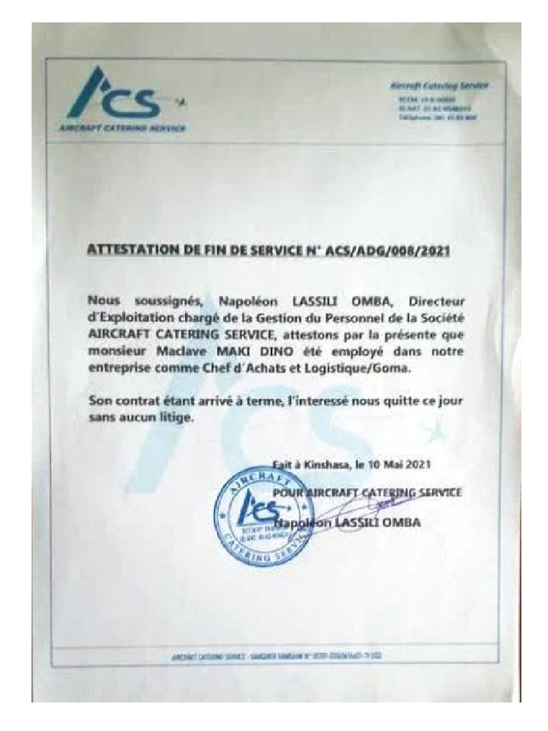 Attestation Services Rendus | PDF