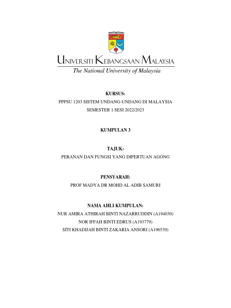 Fungsi Dan Peranan Yang Di-Pertuan Agong No 2 Last | PDF