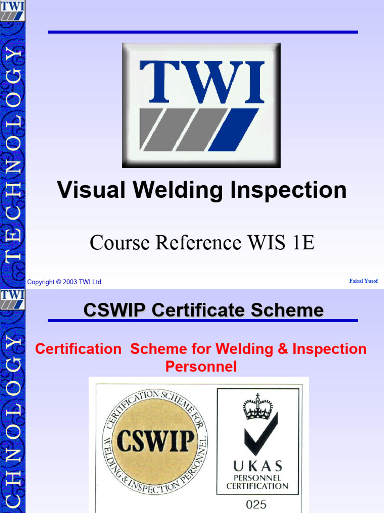 CSWIP 3.0 Visual Inspection Revised | PDF | Welding | Construction