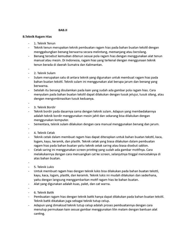 Teknik Ragam Hias | PDF