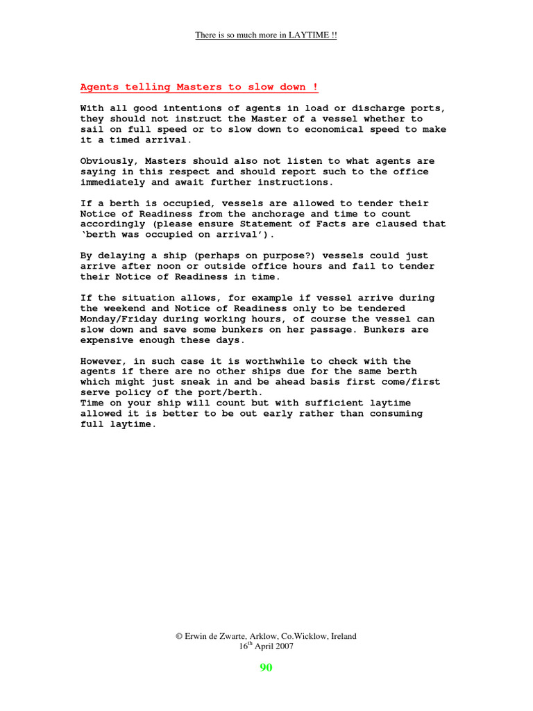 Laytime Insights for Shipmasters | PDF