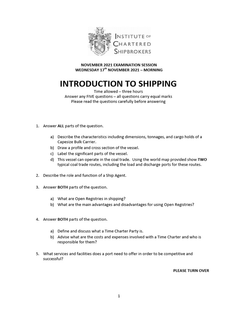 Nov21 - INTRODUCTION TO SHIPPING - 1 | PDF | Port | Canal