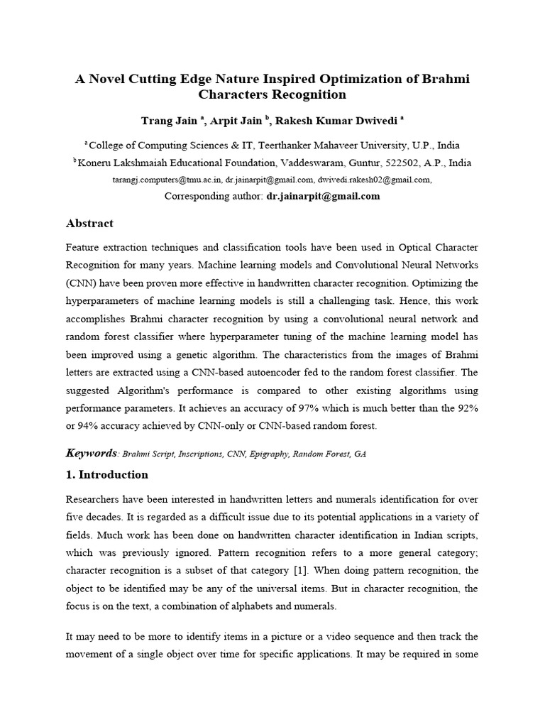 Tarang JI - Edited | PDF | Optical Character Recognition | Machine Learning