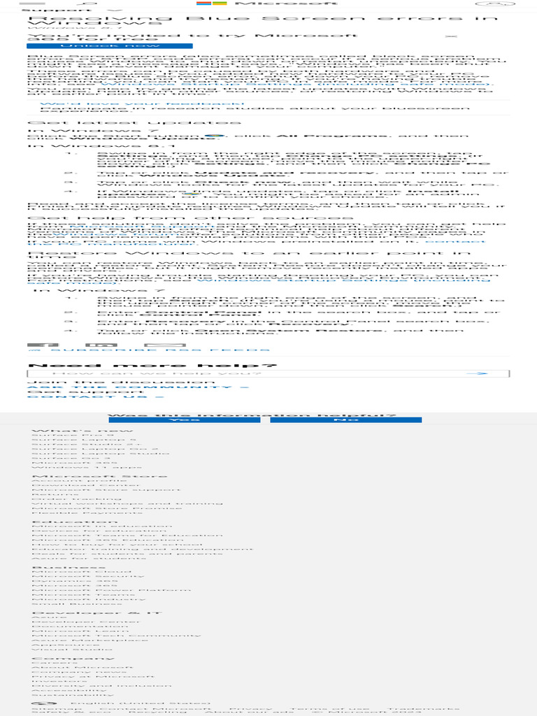Resolving Blue Screen Errors in Windows - Microso | PDF | Microsoft ...