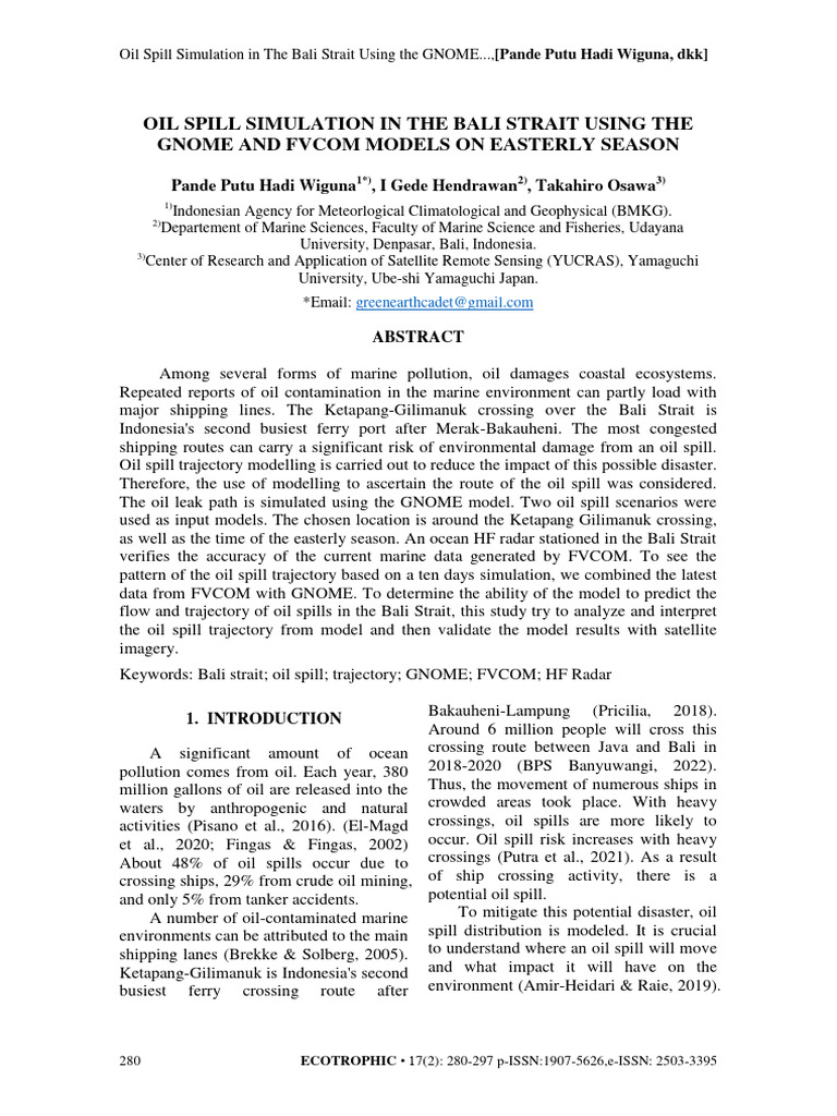 Oil Spill Simulation in The Bali Strait Using The | PDF | Oil Spill | Simulation