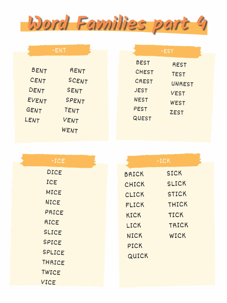 Word Families Part4 | PDF