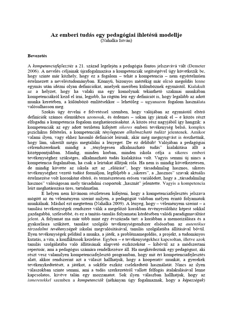Az Emberi Tudás Egy Pedagógiai Ihletésű Modellje | PDF