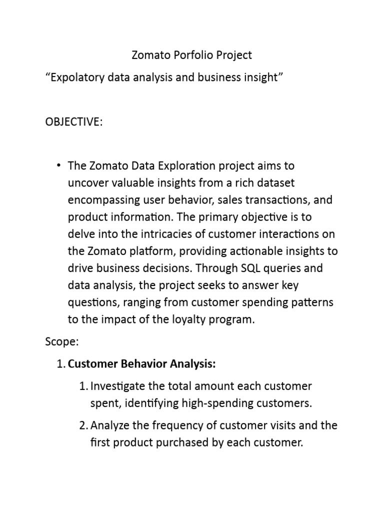 Documentation Of Zomato Portfolio Project 1 Sql Pdf Behavior Consumer Behaviour