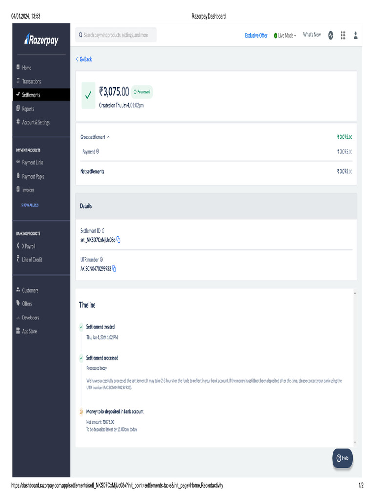 Razorpay Dashboard | PDF