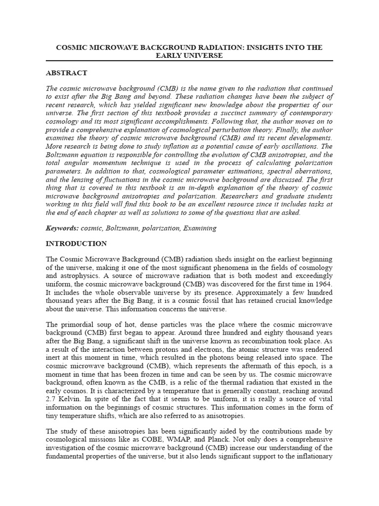 Insights on Cosmic Microwave Background | PDF | Cosmic Microwave ...