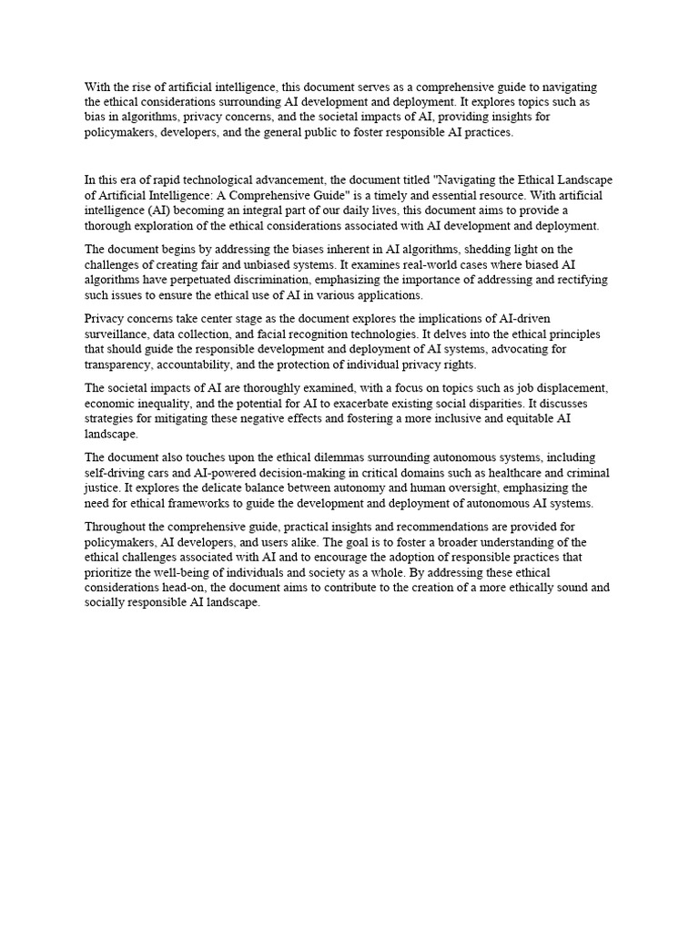 Navigating The Ethical Landscape of Artificial Intelligence A ... Navigating The Ethical Landscape of Artificial Intelligence A ...