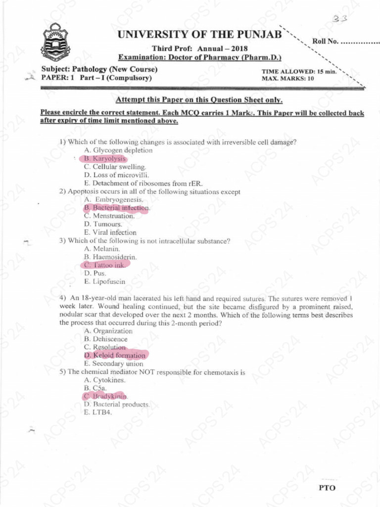 Pathology MCQs | PDF