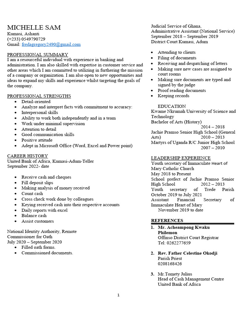 Michelle's Resume 1 | PDF