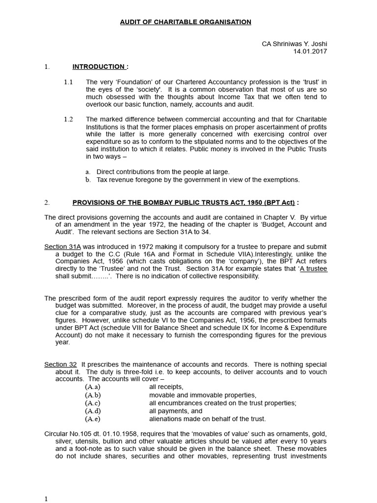 Audit of Charitable Organization For Participant140117 | PDF | Audit ...