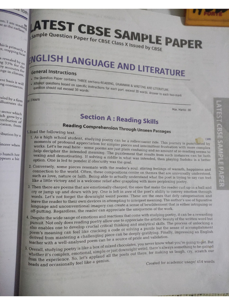 CBSE Sample Paper 2024 | PDF