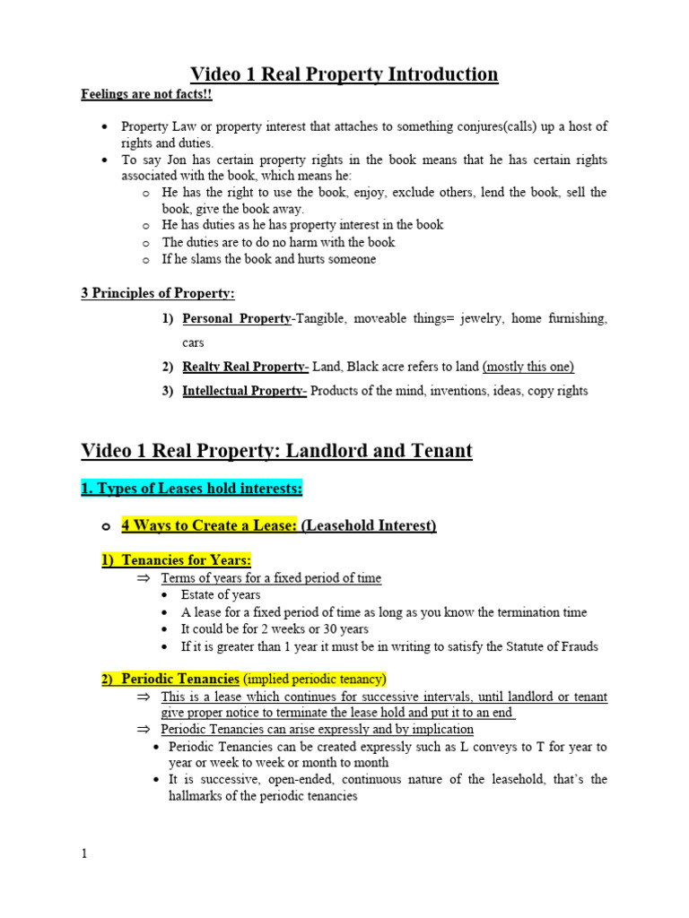 Real Property Introduction | PDF | Leasehold Estate | Lease